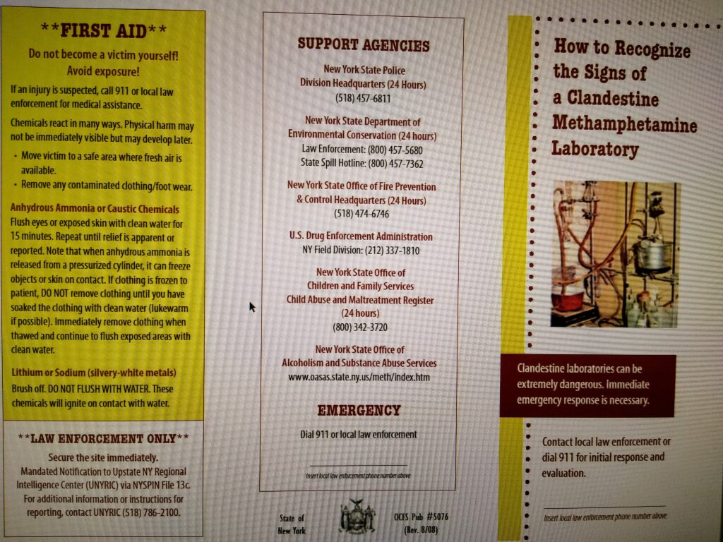 Meth Lab Information from the State of New York